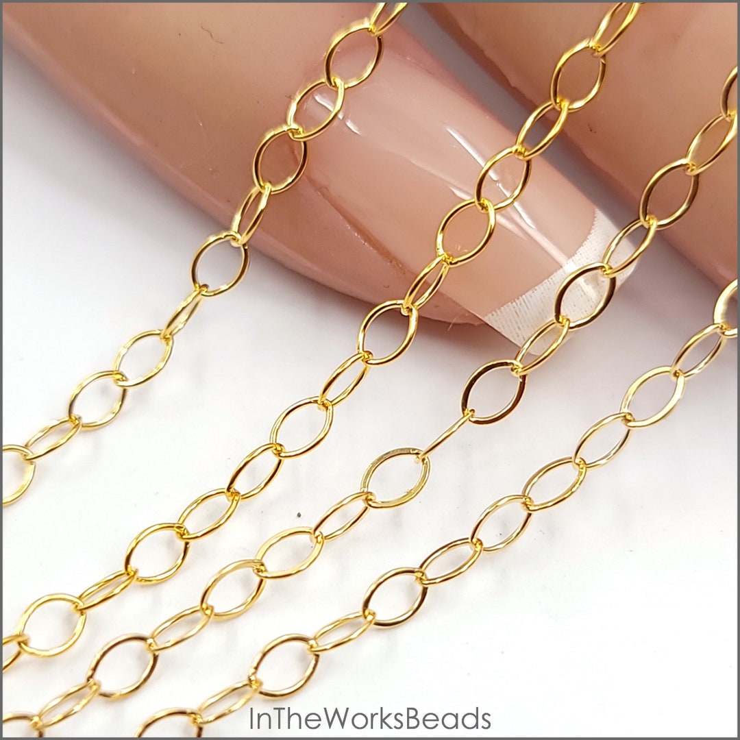 14k Gold Filled Flat Oval Cable Chain, 2.1mm X 3.5mm, Made in the USA ...
