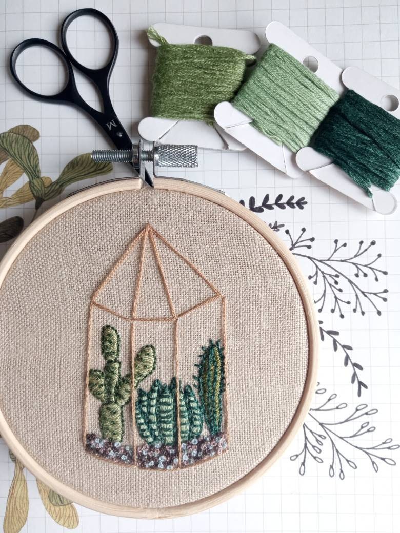 PDF Embroidery Terrarium Pattern. PDF Embroidery Pattern. - Etsy