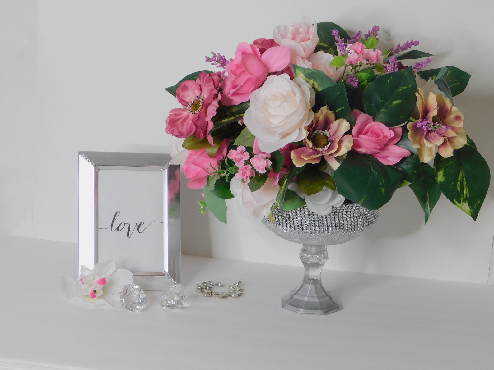 Christmas Centerpiece for Table Wedding Centerpiece, Rose Gold Vase ...