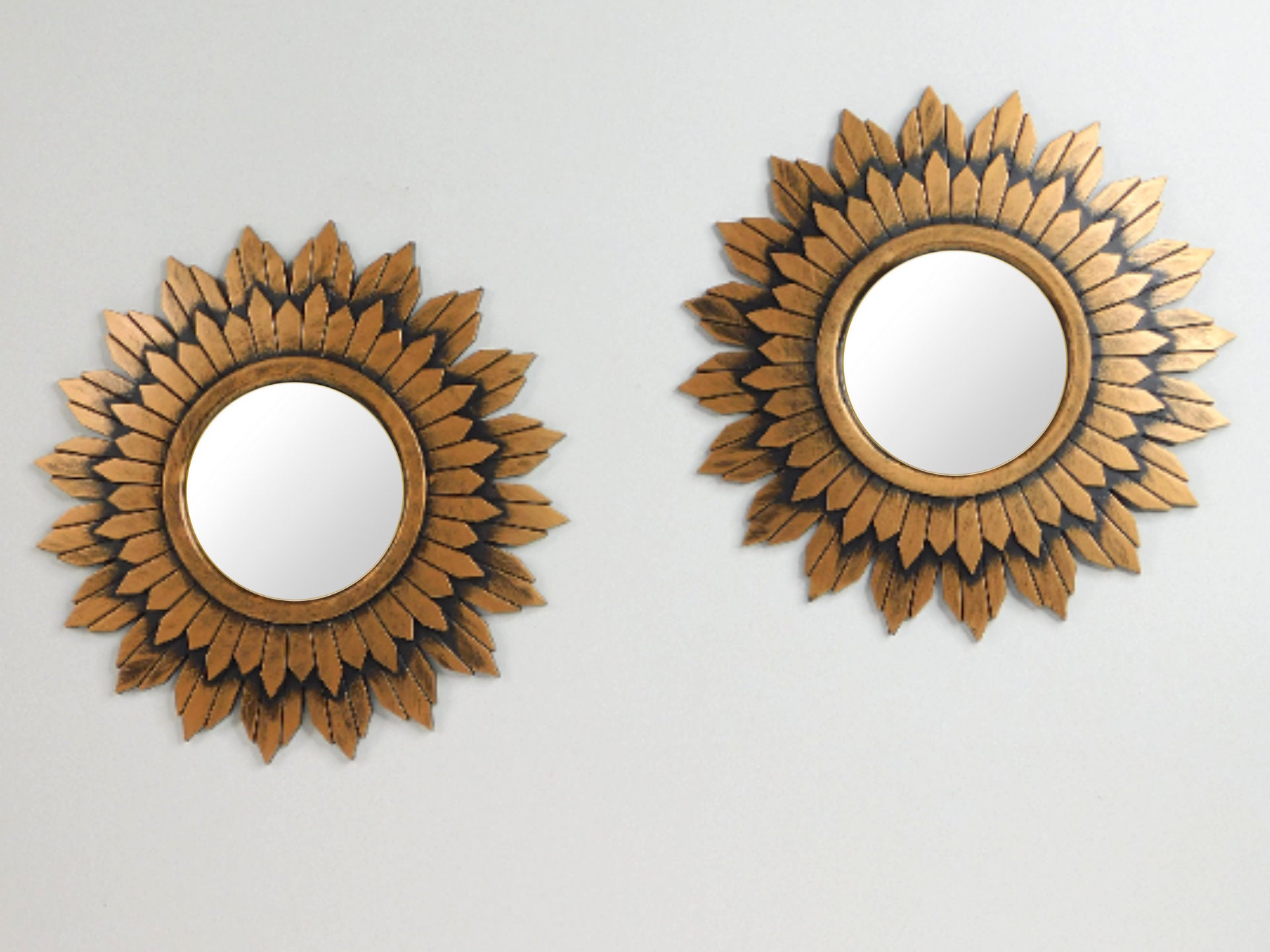 Gold 2 Piece Set Sunburst Plastic Wall Mirror Decorative Wall - Etsy