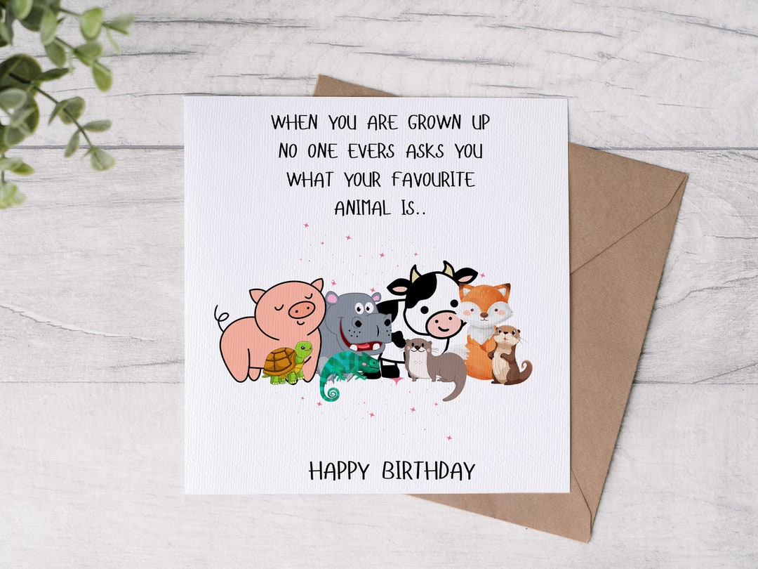 Happy Birthday Funny Animal Card - Etsy