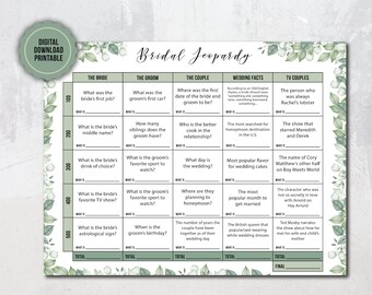 Bridal Jeopardy Printable Bridal Jeopardy Game Bridal Jeopardy Print ...
