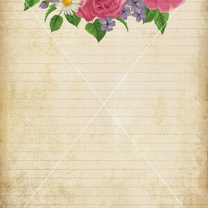 10 Floral Lined Printable Journal Pages Set 4, Junk Journal Pages ...