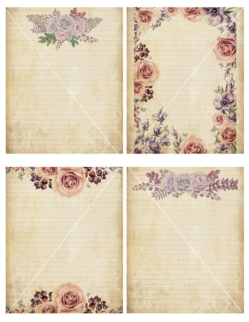 32 Floral Lined Printable Journal Pages Download - Etsy