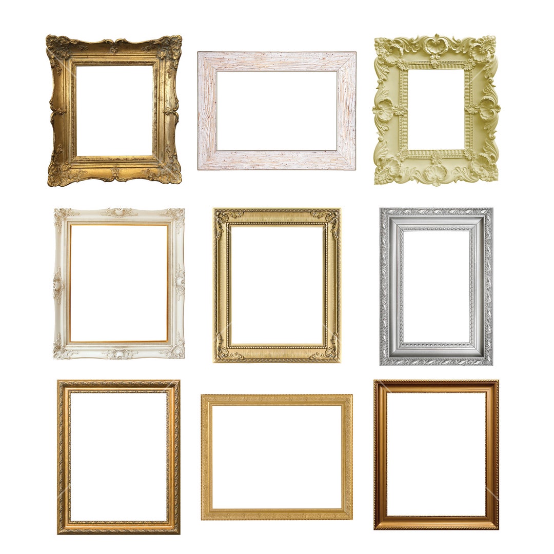 9 Square Frame Clipart, Instant Download, Transparent PNG, Commercial ...