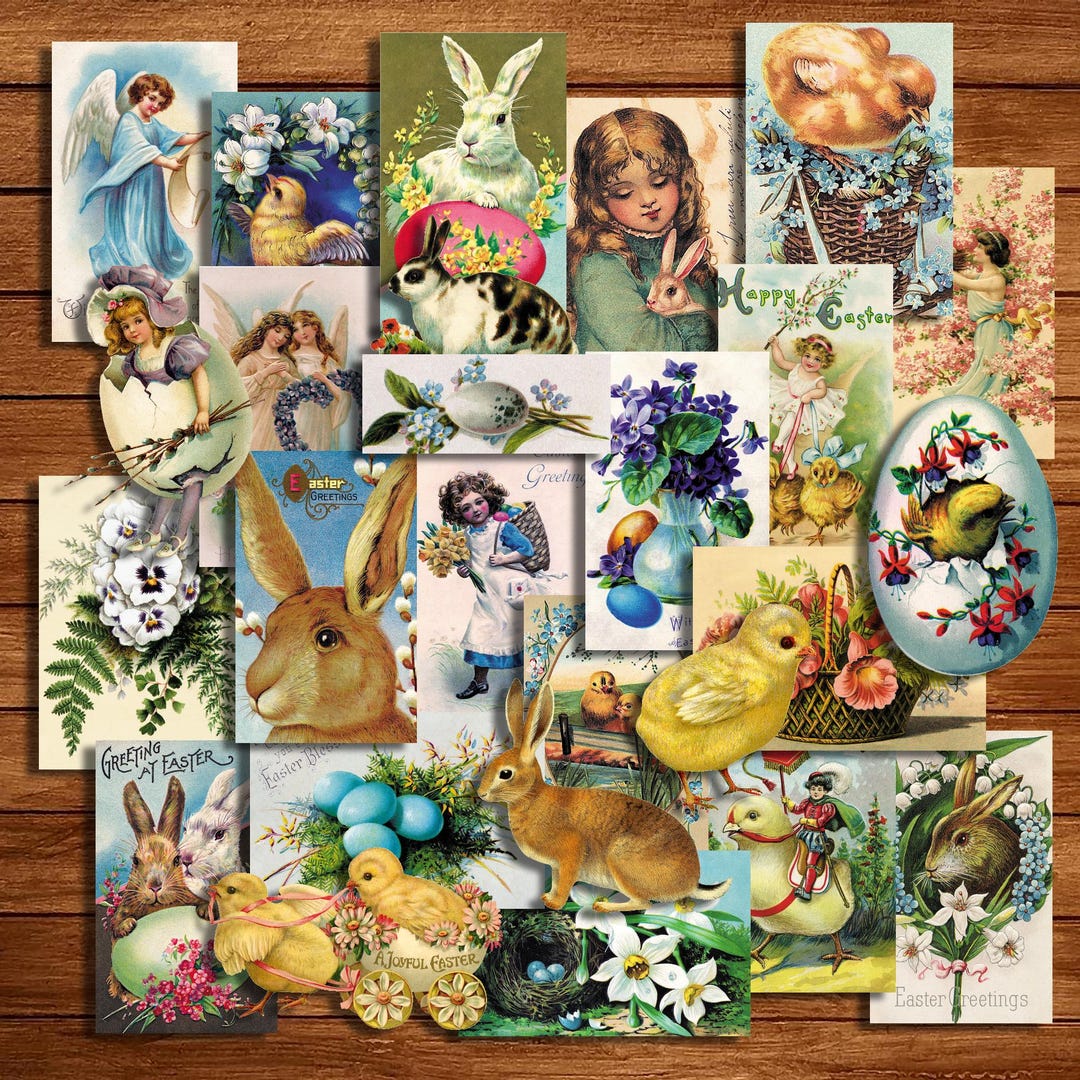 Easter Printable Collage Sheets Set 1, Vintage Images, Instant Download ...
