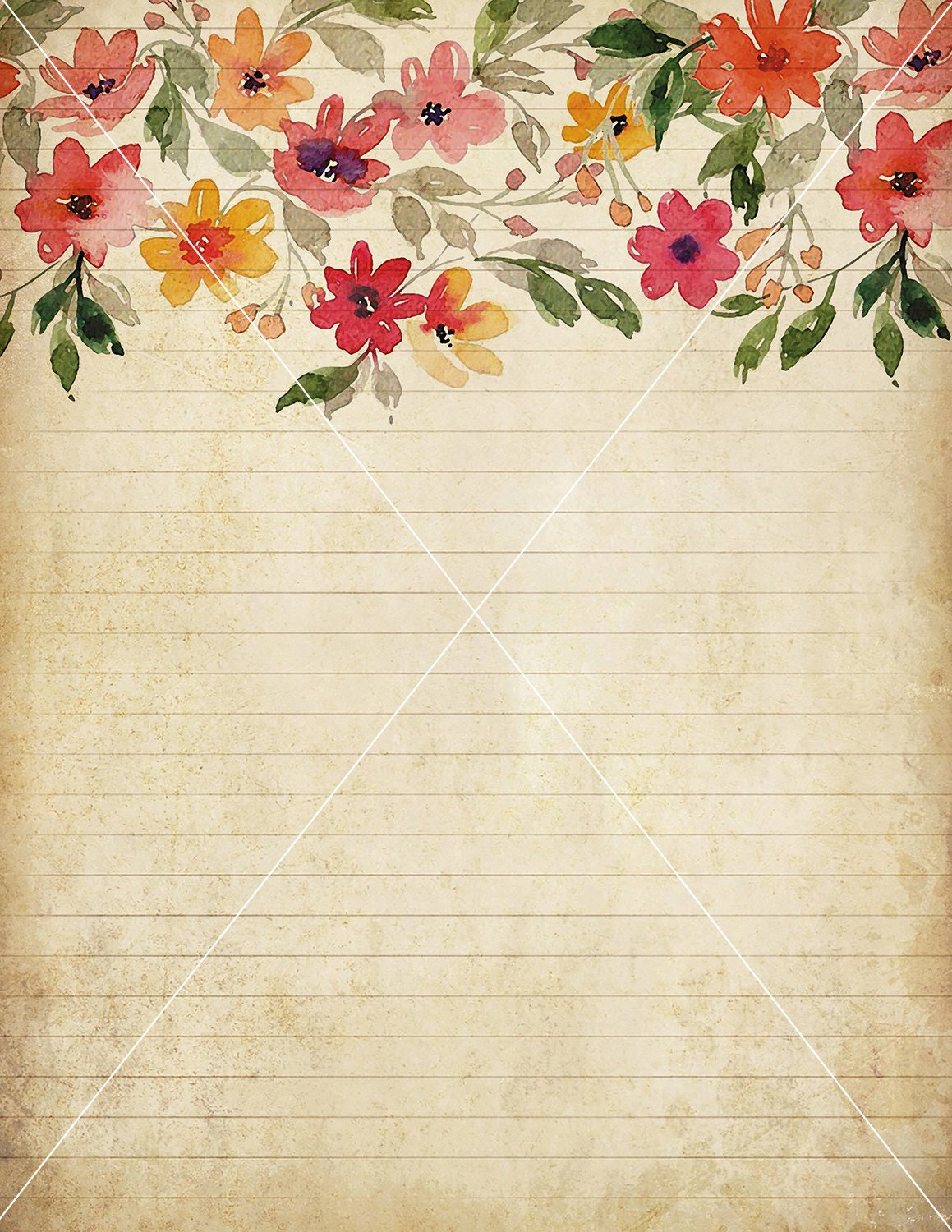 10 Floral Lined Printable Journal Pages Set 2 Instant | Etsy