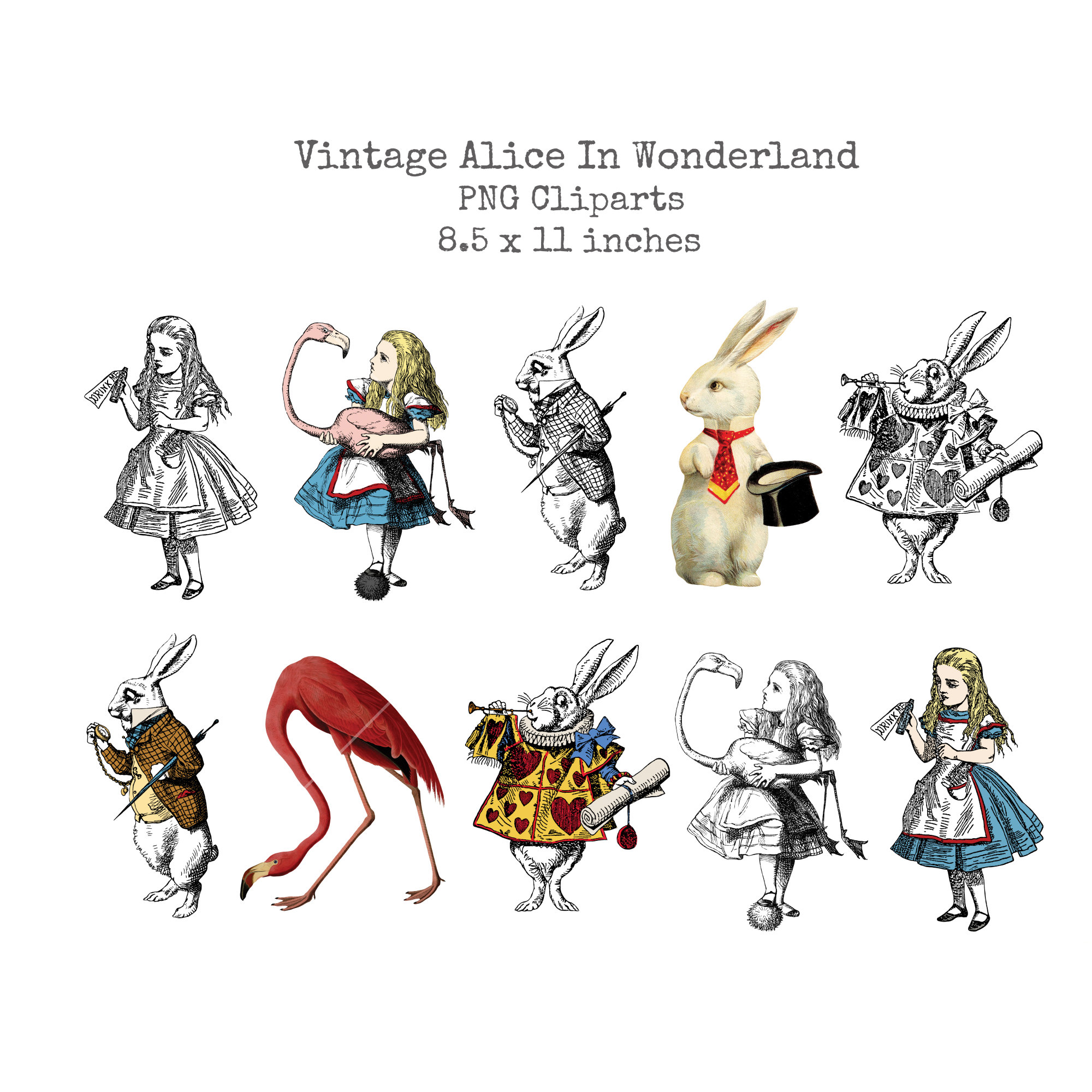 Vintage Alice in Wonderland Clipart, Instant Download, Commercial Use ...