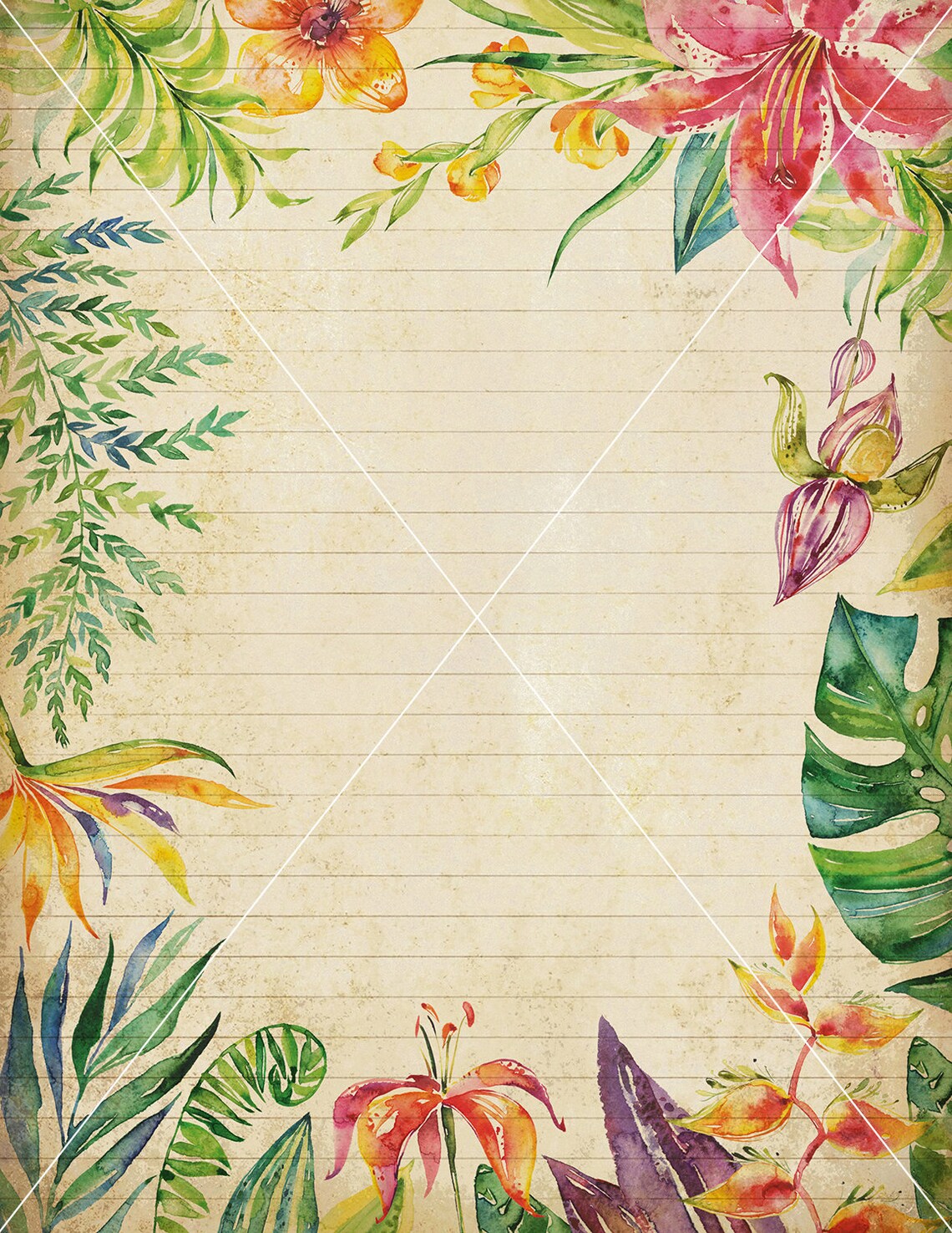 10 Floral Lined Printable Journal Pages Instant Download | Etsy