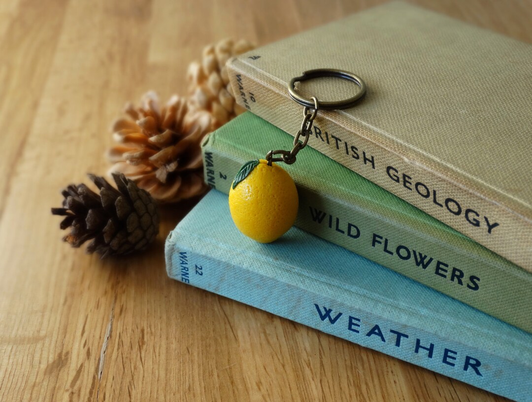 By the Shed Lemon Yellow Keyring Key Chain - Citrus - Funky - Keys ...