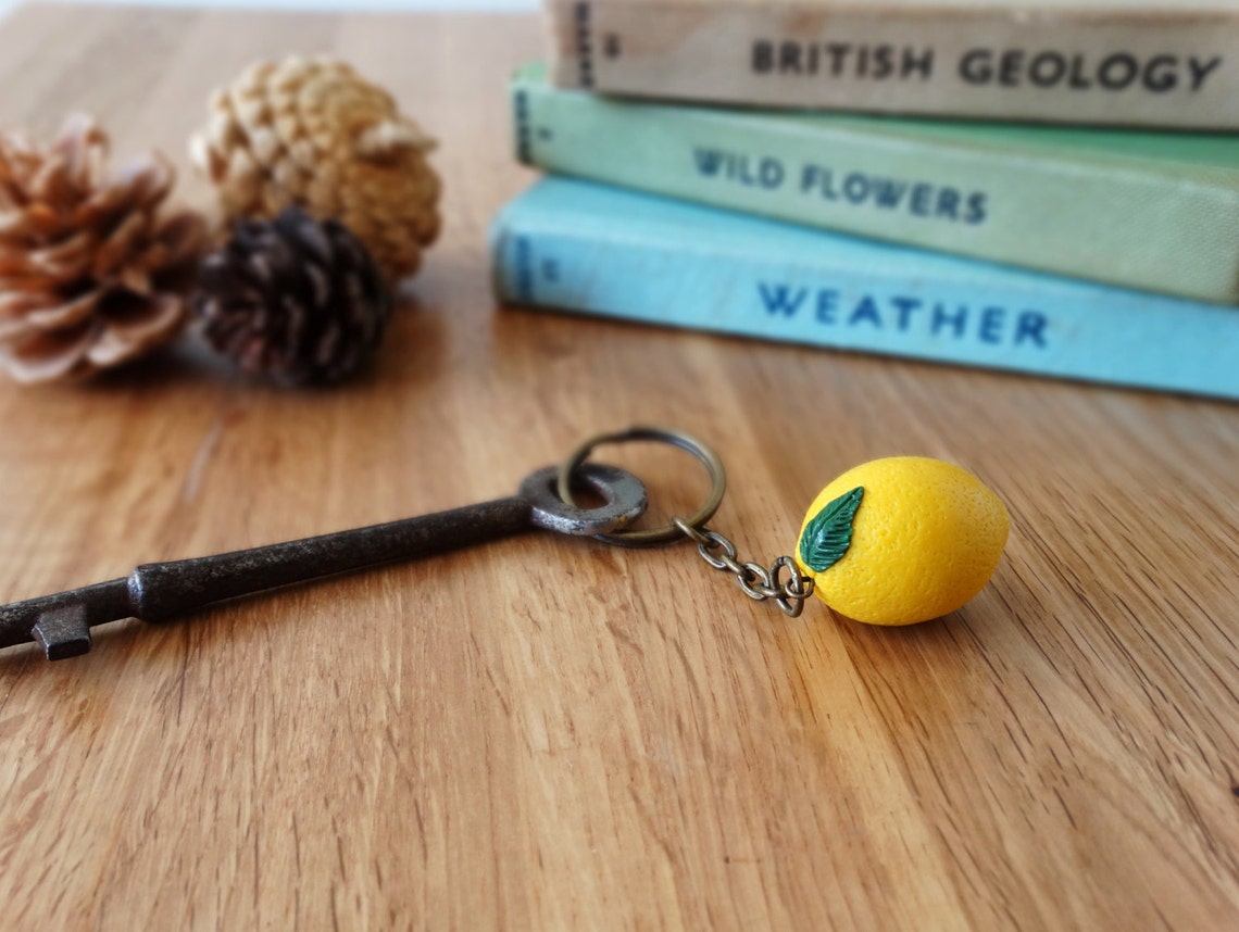 By the Shed Lemon Yellow Keyring Key Chain Citrus Funky | Etsy UK