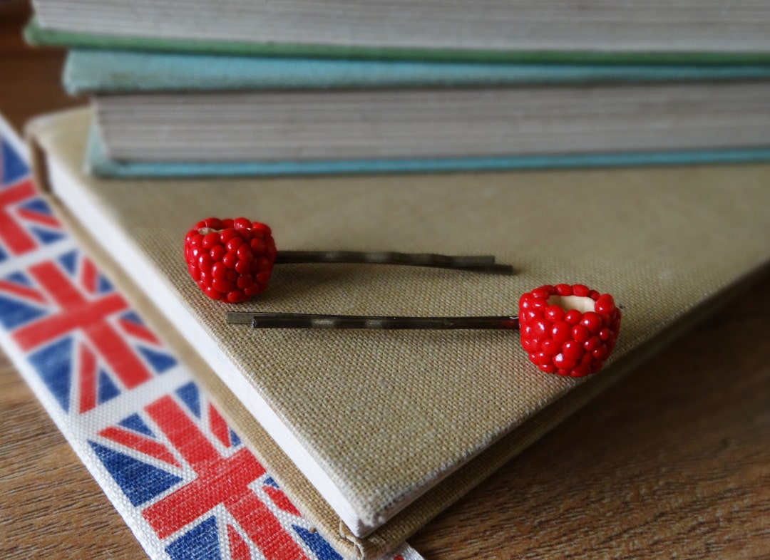 Raspberry Hairgrips: Polymer Clay Fruit Hair Pins - by the Shed - Etsy