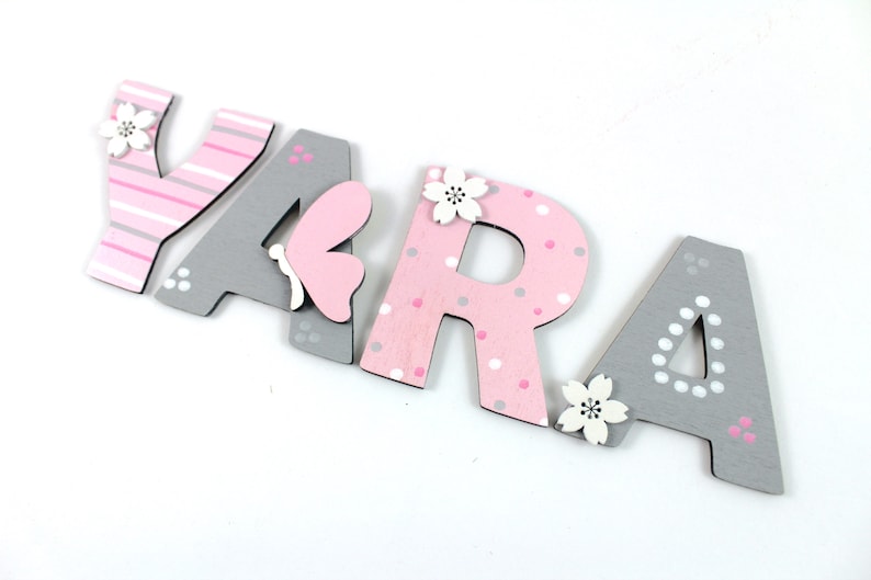 Wooden Letters Butterflies Pink - Etsy