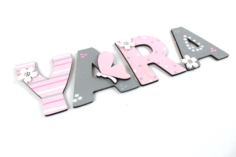 Wooden Letters Butterflies Pink - Etsy
