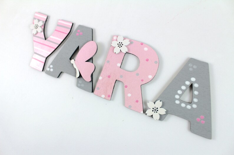 Wooden Letters Butterflies Pink - Etsy