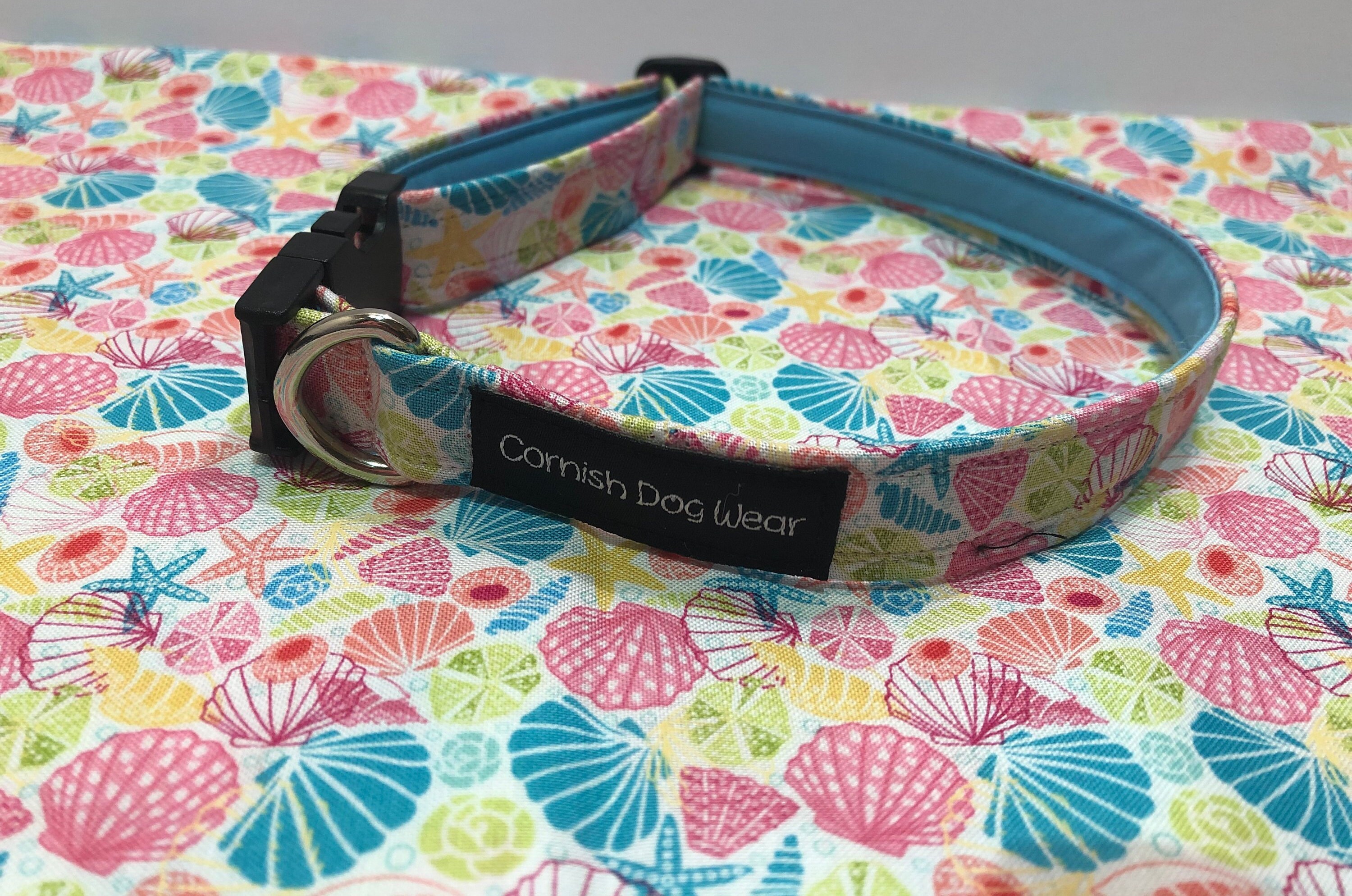 Nautical Seashells Fabric Dog Collar Fully Lined | Etsy
