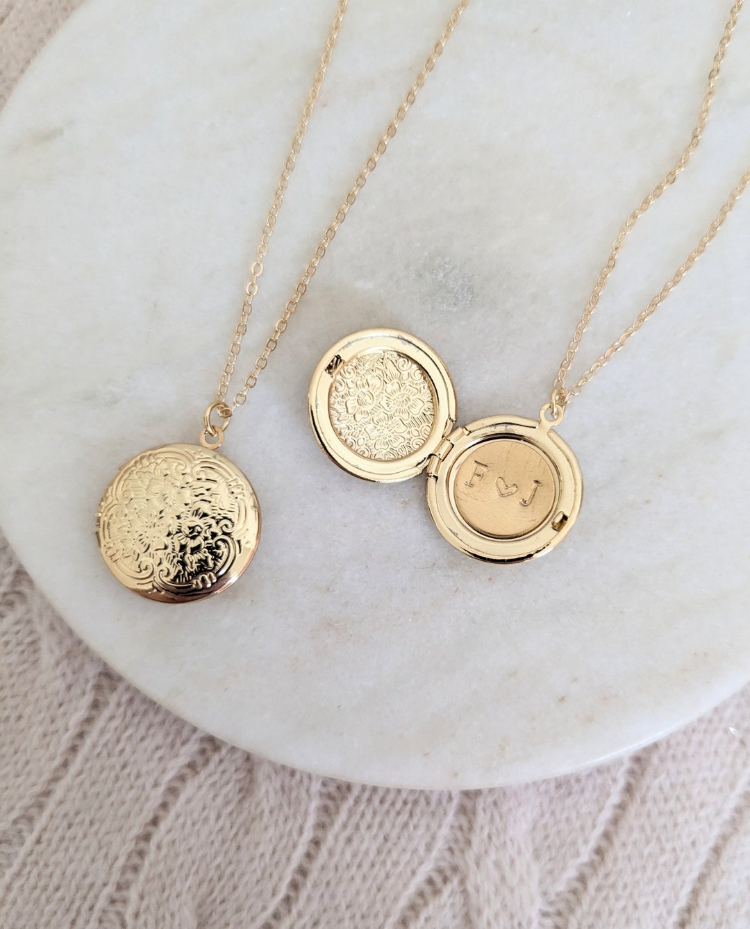 Personalised Round Locket With Hand Stamped Initial, Victorian Etched ...