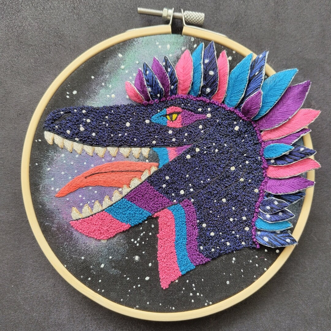 Andromeda the Space Raptor Dinosaur Home Decor 6 Inch Hand Embroidered ...