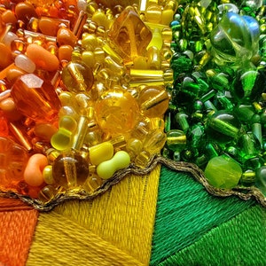 Bead Embroidered Art Piece Rainbow Geometric Wall Hanging, Ready to ...