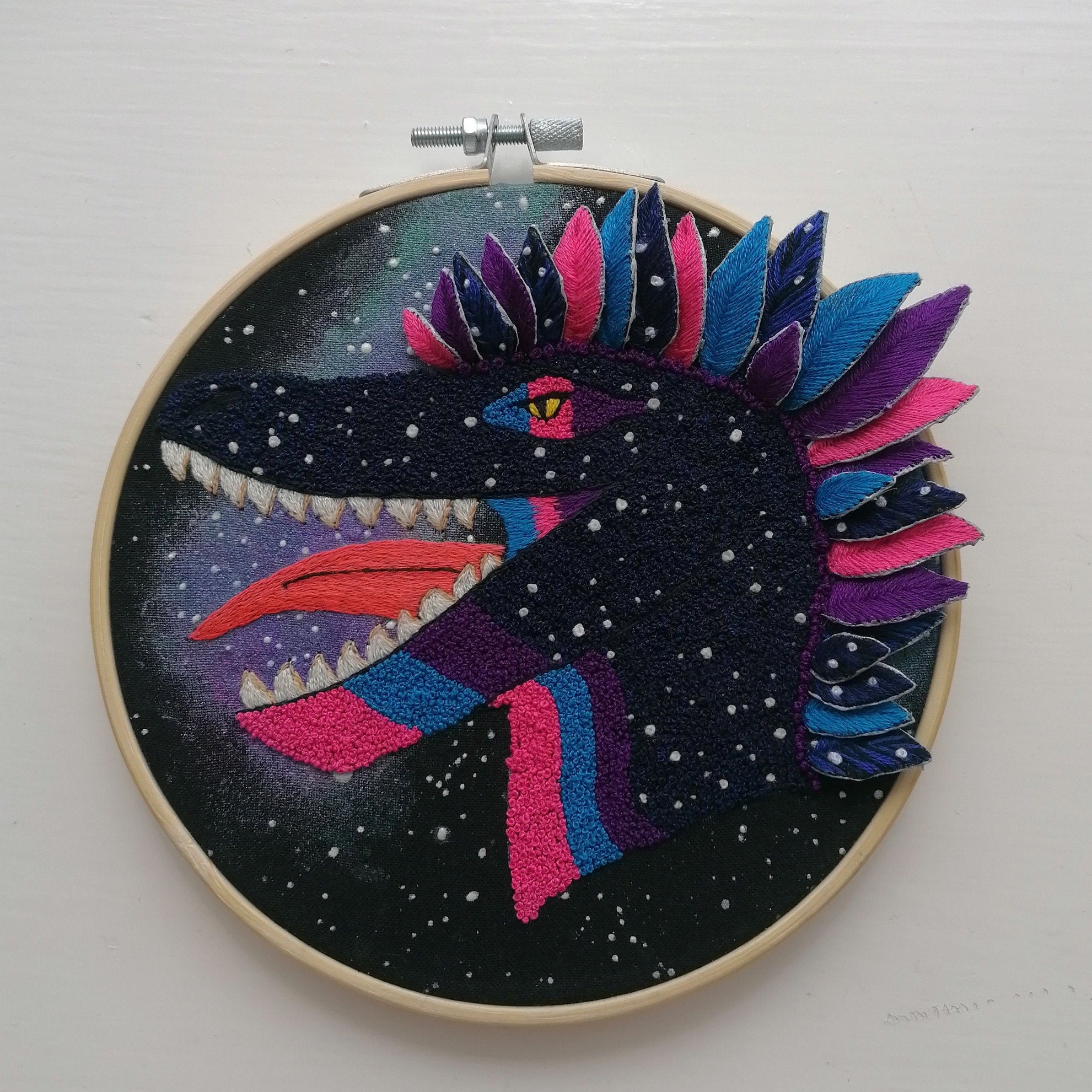 Andromeda the Space Raptor Dinosaur Home Decor 6 Inch Hand Embroidered ...