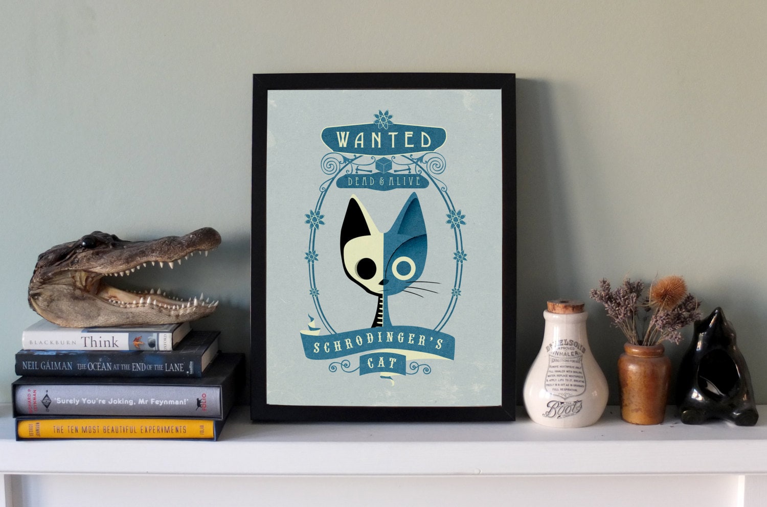 Schrodinger's Cat Wanted Poster Art Print SMALL and | Etsy UK