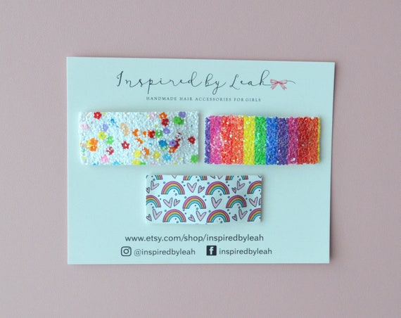 Rainbow Snap Hair Clip. Rainbow & Hearts Hair Clip. Rainbow - Etsy