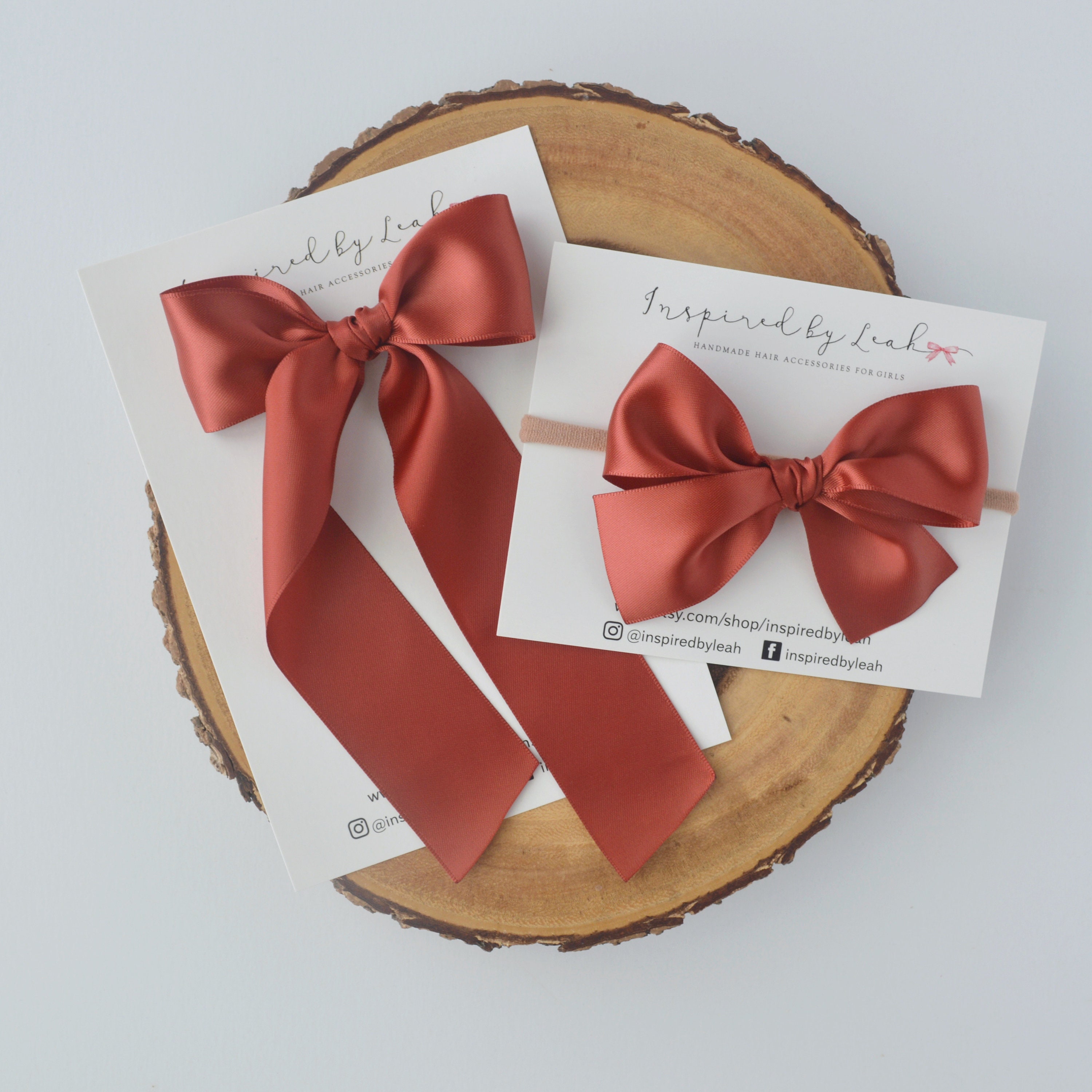 Rust Satin Hair Bow. Long or Short Tail. Rust Headband. - Etsy