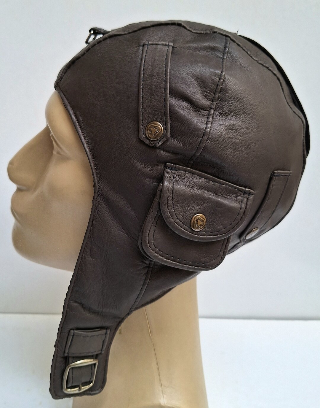 WWII Vintage Style Handmade Genuine Leather Aviator Hat - Etsy