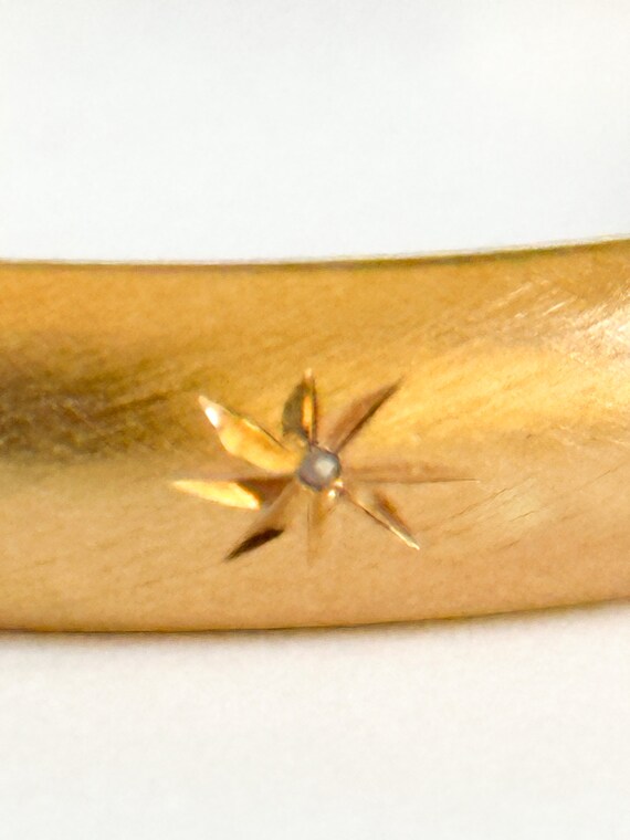 Brushed Gold Filled Starburst Bangle With Diamond Acc… - Gem