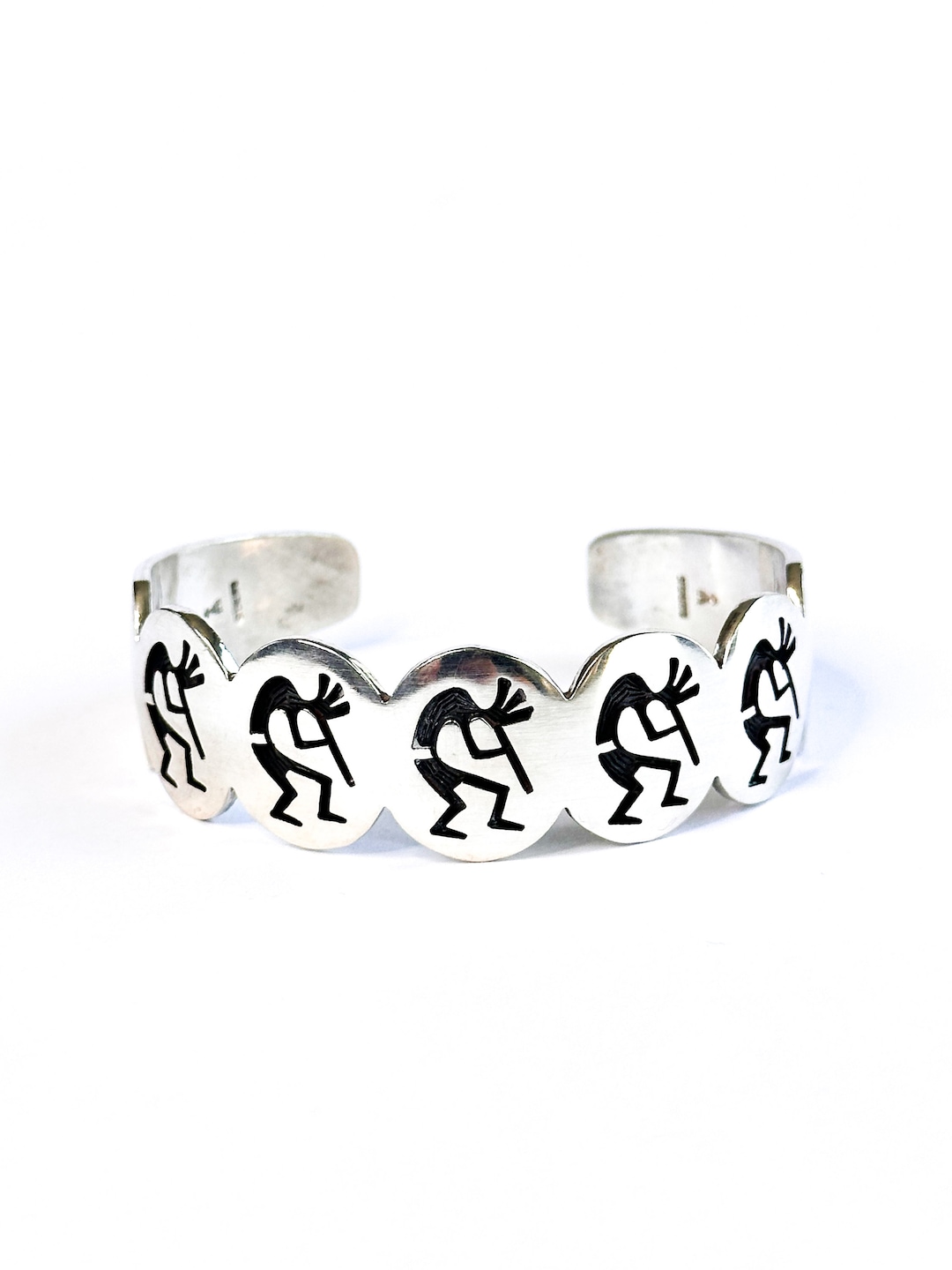 Sterling Silver Hopi Kokopelli Dancer Scalloped Cuff Bracelet by Harold ...