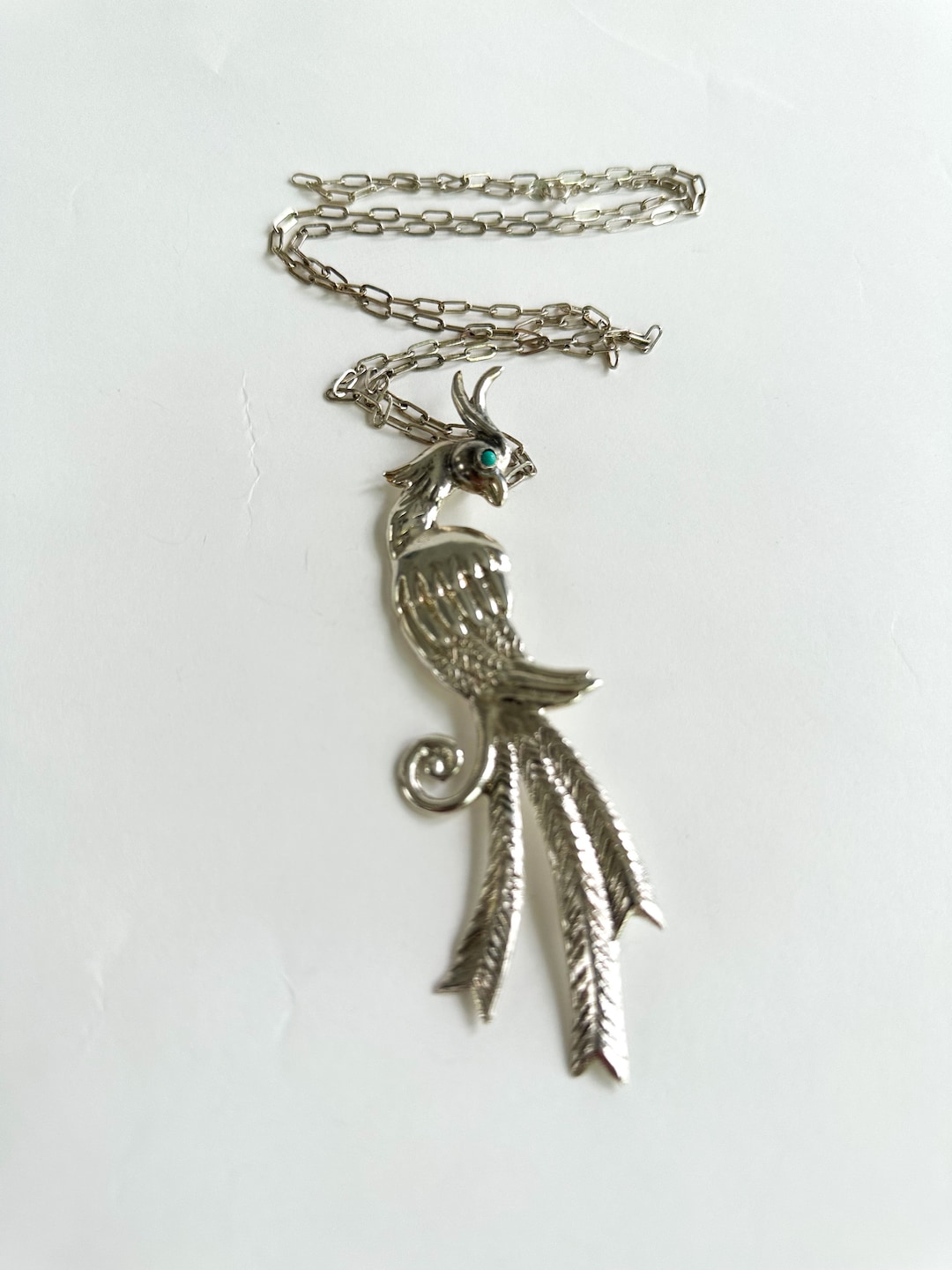 Sterling Silver Turquoise Quetzal Pendant Necklace Brooch Conversion ...