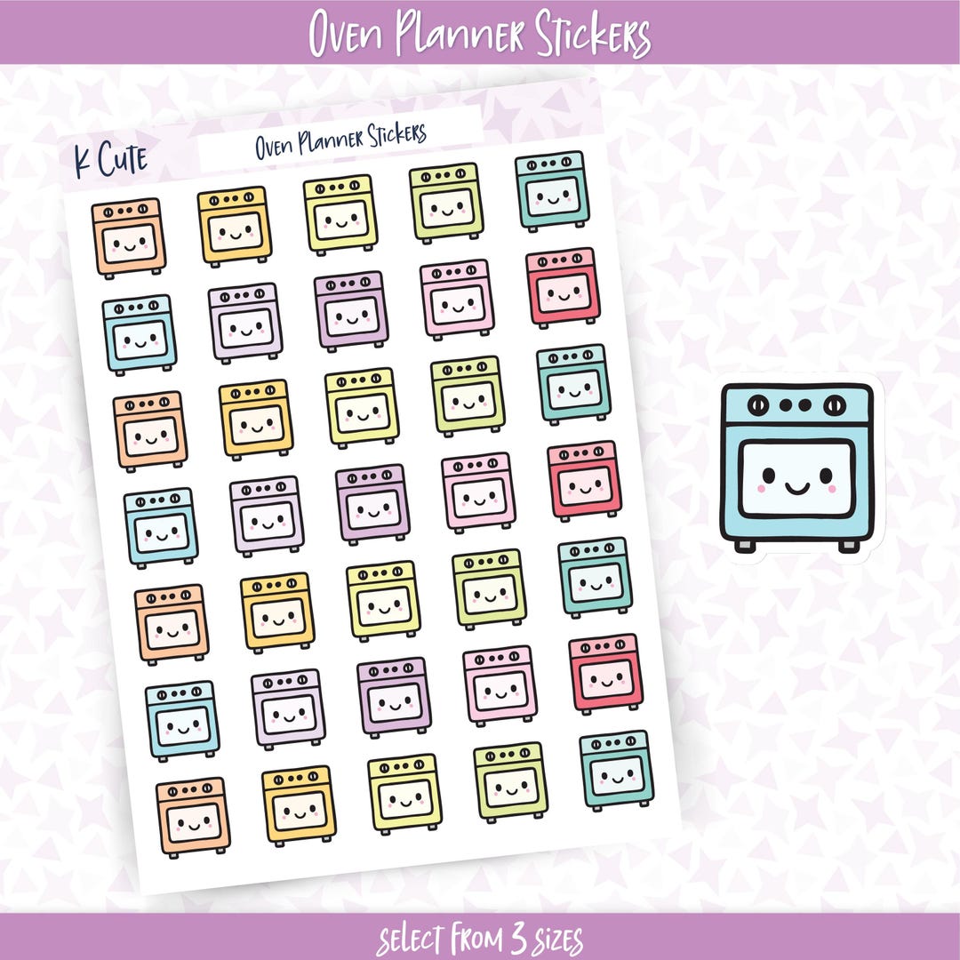 Kawaii Oven Planner Stickers , Planner Stickers, Three Sizes, Removable ...