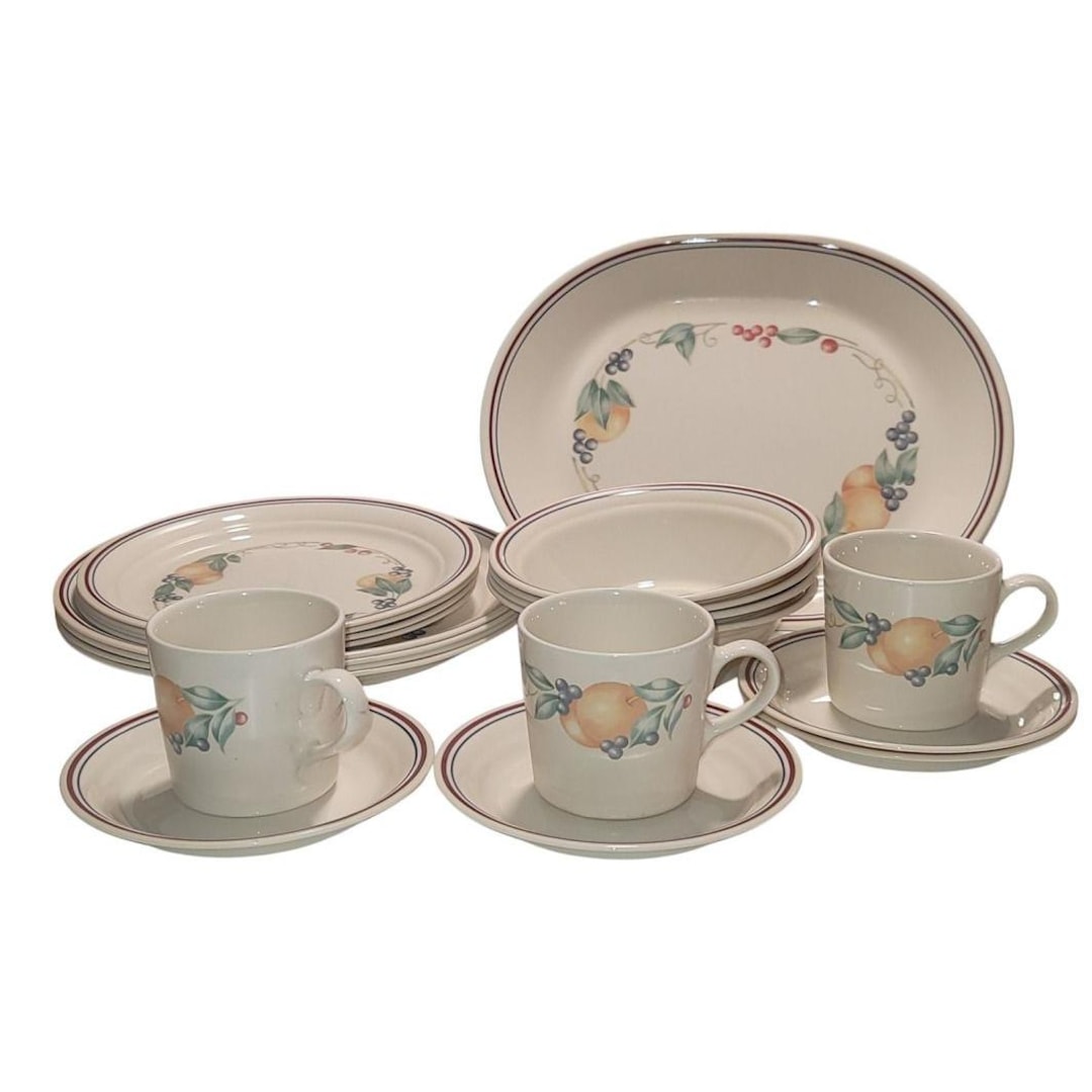 Corelle ABUNDANCE Pattern 19 Piece Set Dinnerware Set Plates Mugs ...