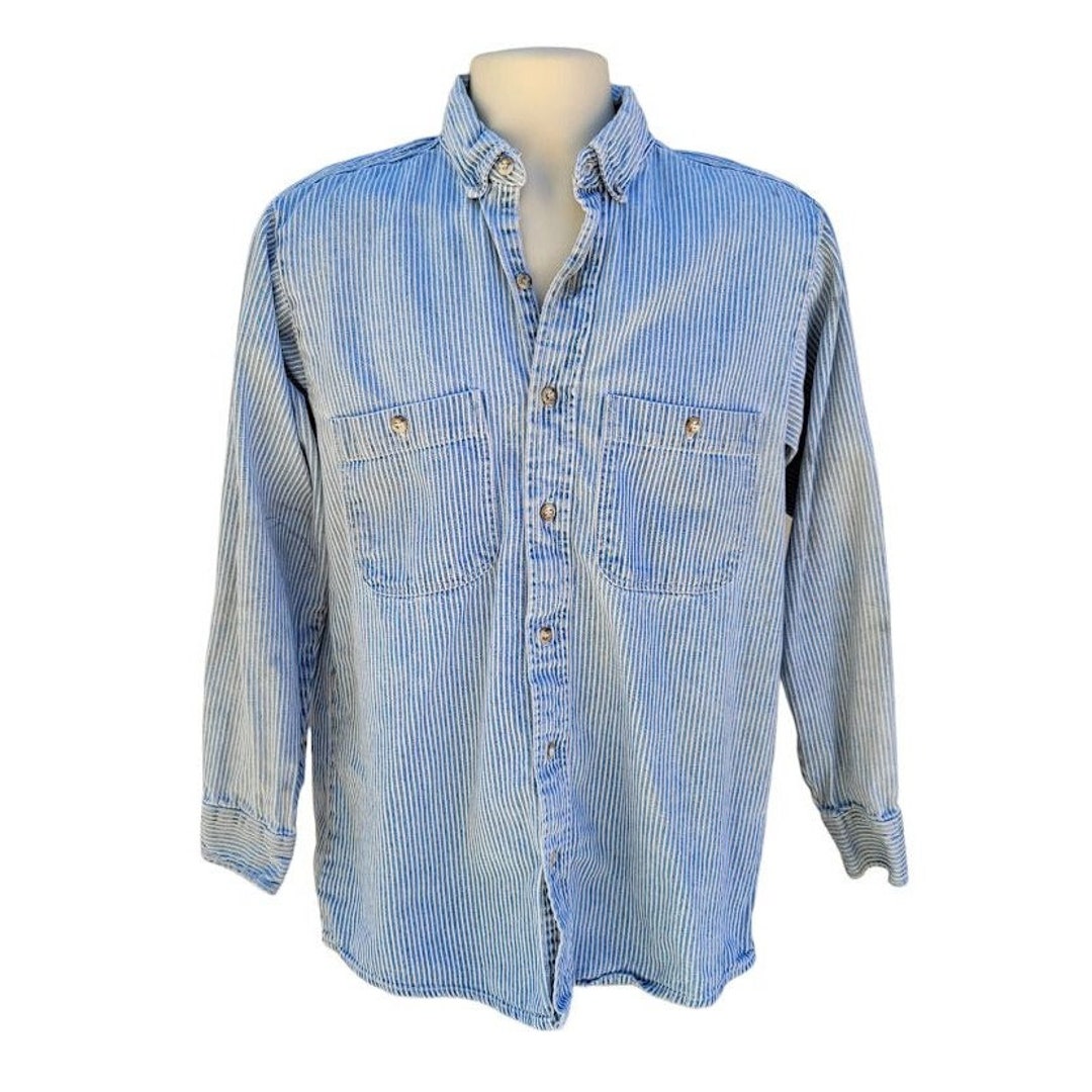 Vintage Railroad Train Striped Work Shirt Oshkosh Long Sleeve Skater ...