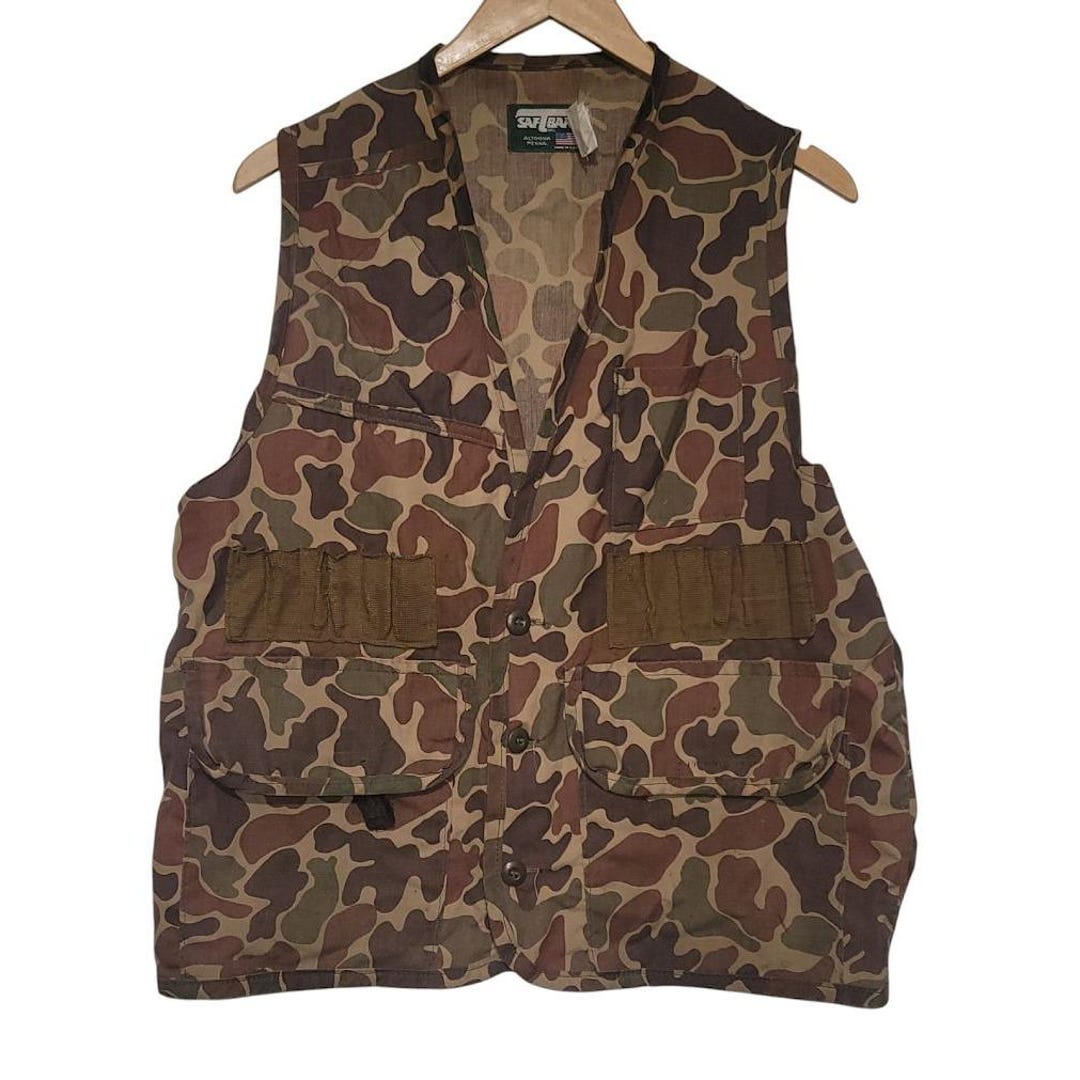Vintage Saf T Bak Camo Vest Mens Medium Camouflage Shooting Sleeveless ...