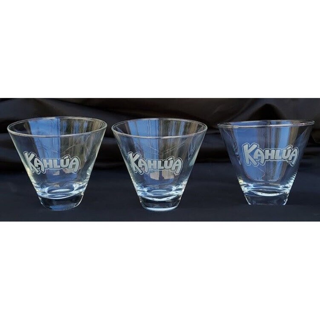 KAHLUA Cocktail Glasses Tapered Cone Shape Etched Logo Coffee Liqueur ...