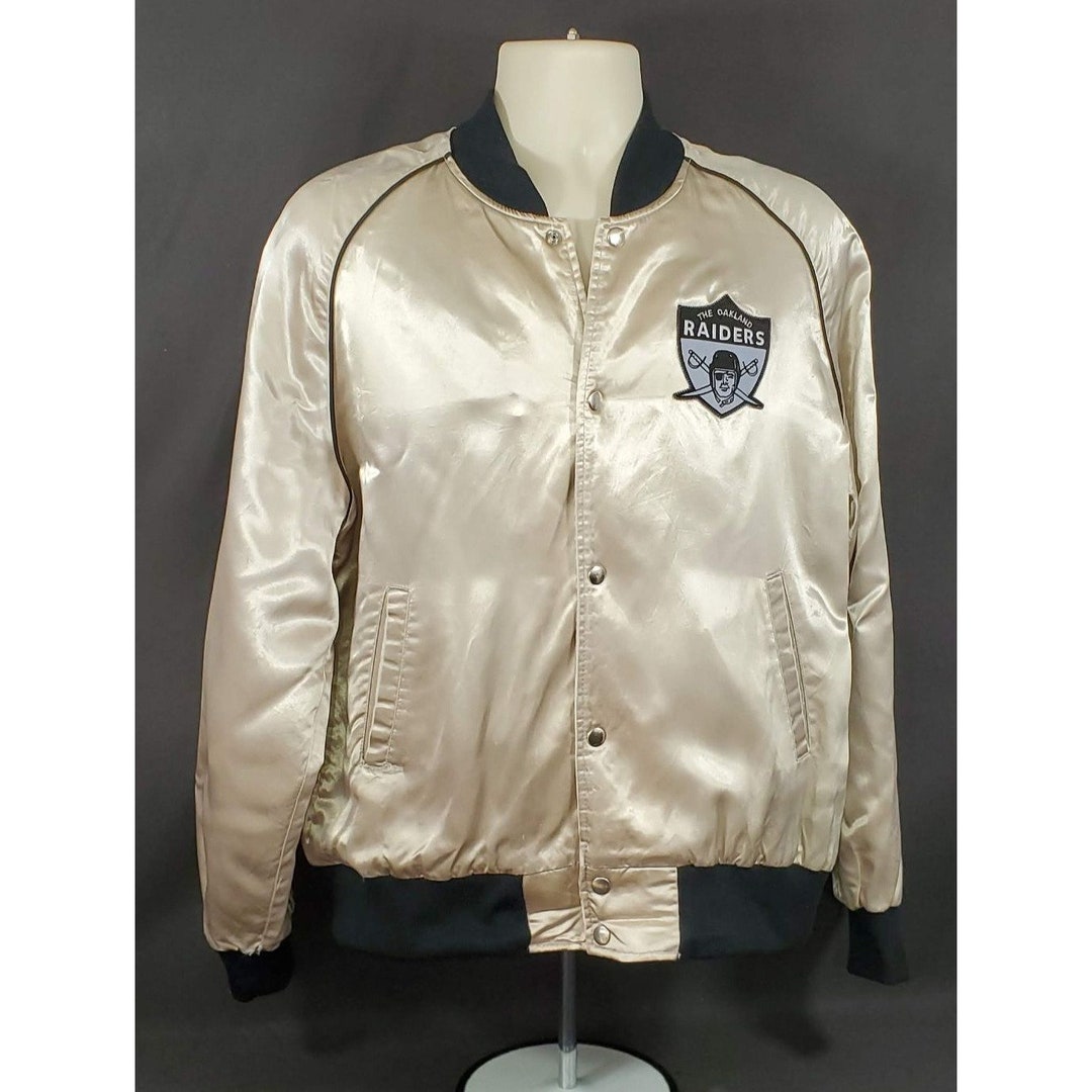 Vintage 1970's USA California Oakland Raiders Silver Satin Bomber ...