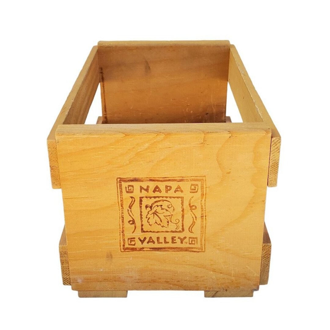 Napa Valley Wood Crate Box Display Cd/cassette Storage Wine Bottle ...