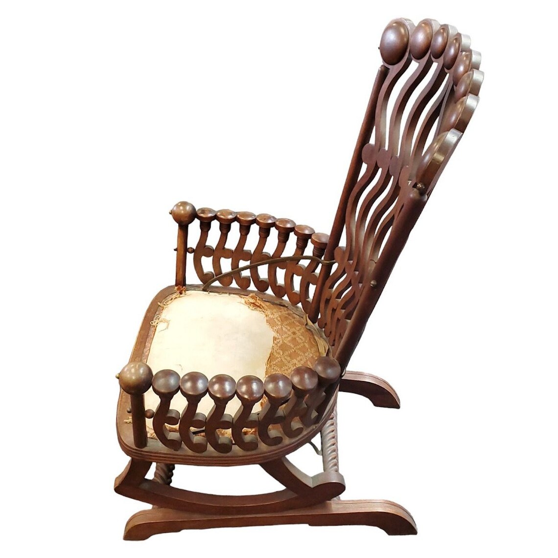 19th Century George Hunzinger High Back Rocking Chair RARE Wavy ...