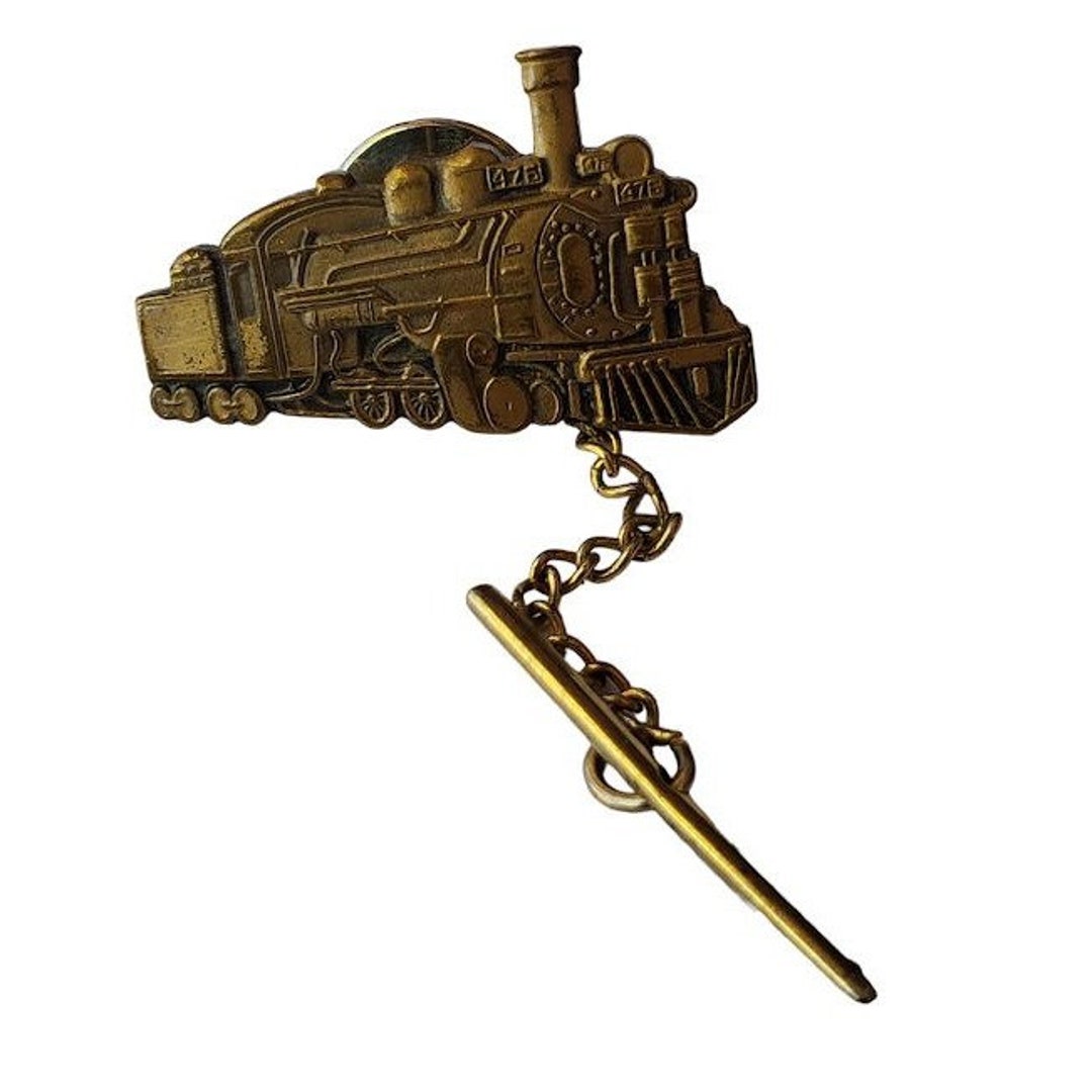 Rare Vintage Train Locomotive Lapel Pin Tie Tack With Chain M15 - Etsy