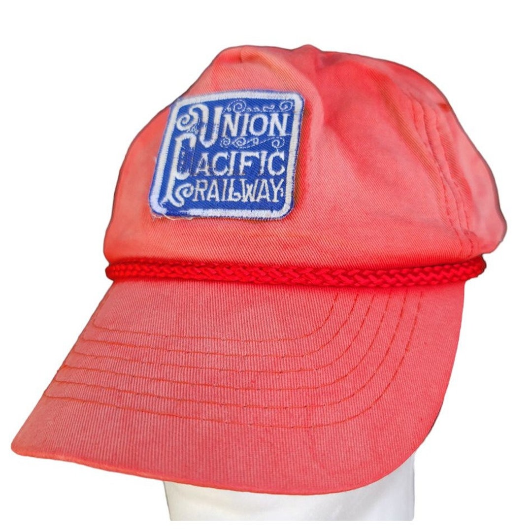 Vintage Union Pacific Railway Patch Hat Red Snapback Cap Train Railroad ...