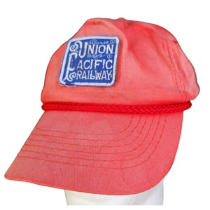 Vintage Union Pacific Railway Patch Hat Red Snapback Cap Train Railroad ...
