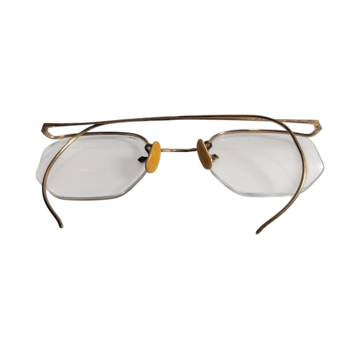 Vintage Gold Wire Frame Glasses Rim Eyeglasses 1/10 12K GF Rimless ...
