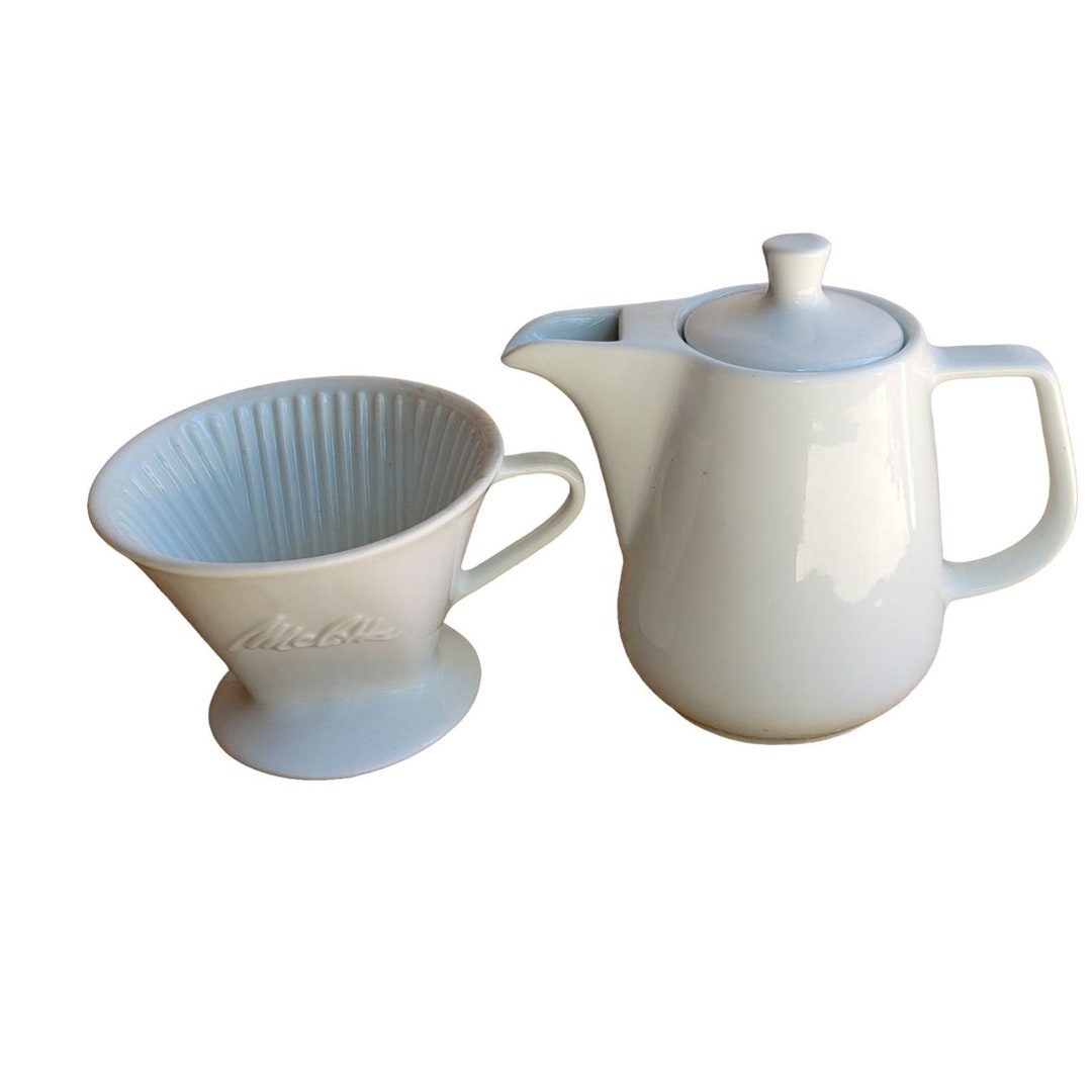 Melitta Coffee Maker Pour-over Coffee Brewer Cone & Carafe Porcelain 6 ...