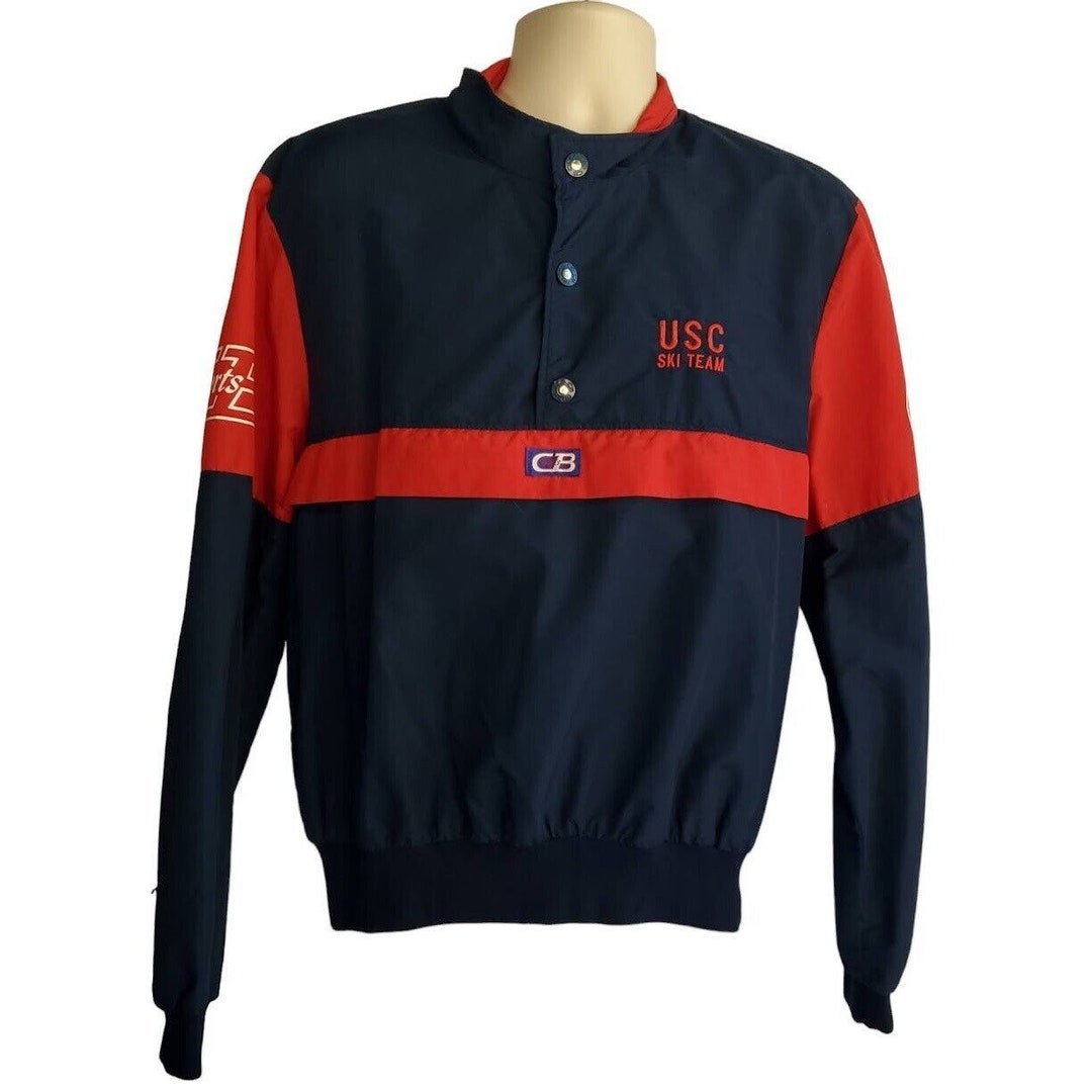 1985 1980's USC Ski Team Pull Over Jacket Windbreaker CB Sports Blue ...