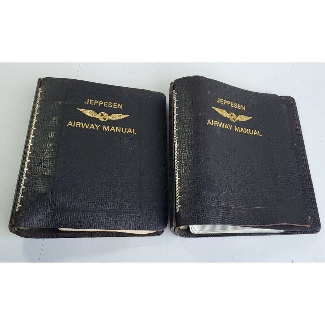 Pair Jeppesen Leather Airway Manuals 7 Ring Binders Aircraft Airplane Log Books - Etsy