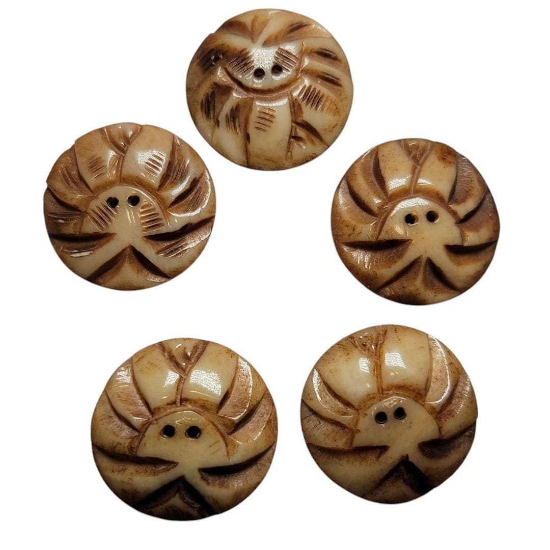 5 Vintage 2 Hole Bone Carved Buttons Tropical Coat Jacket Shirt M30 - Etsy