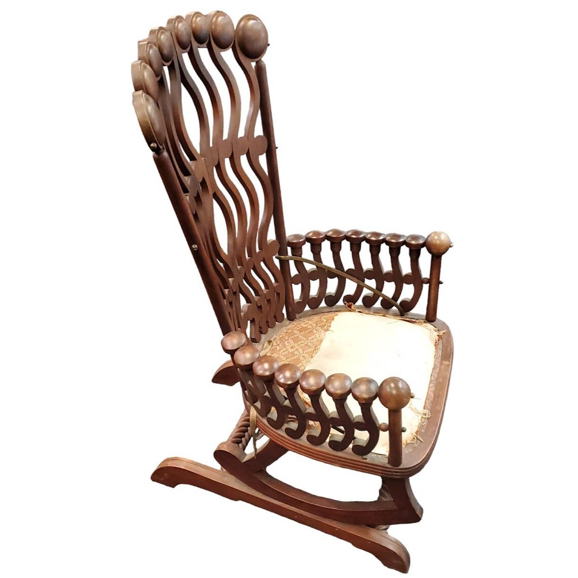 19th Century George Hunzinger High Back Rocking Chair RARE Wavy ...