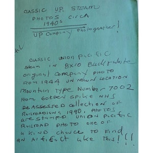 Rare 1944 Union Pacific Steam Engine #7002 up Steam Photo Railroad ...