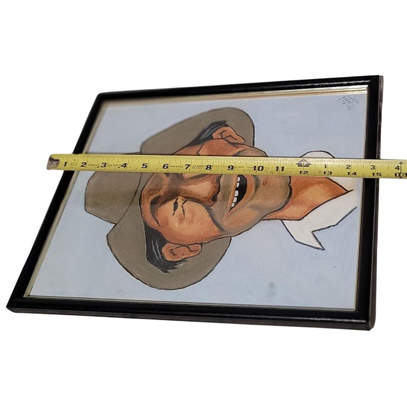1989 PUGH Cowboy Western Caricature Framed Pastel Drawing Art Artwork ...